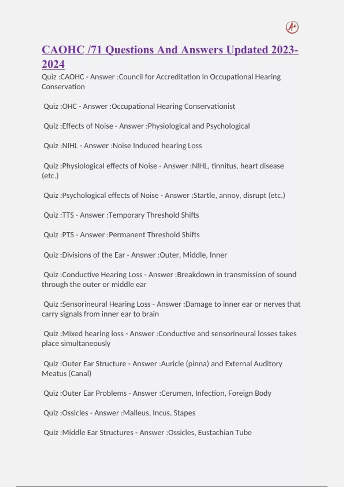 CAOHC /71 Questions And Answers Updated - CAOHC /71 Questions And ...