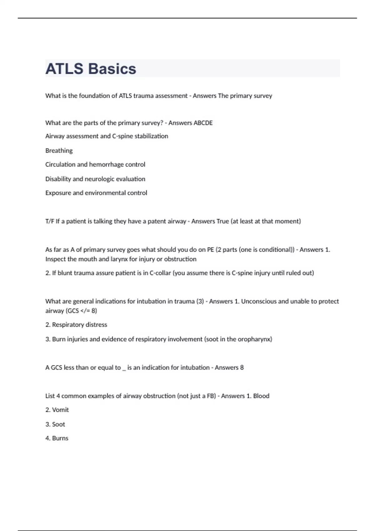 ATLS Foundational Questions and Verified Answers 2023/2024 - ATLS ...