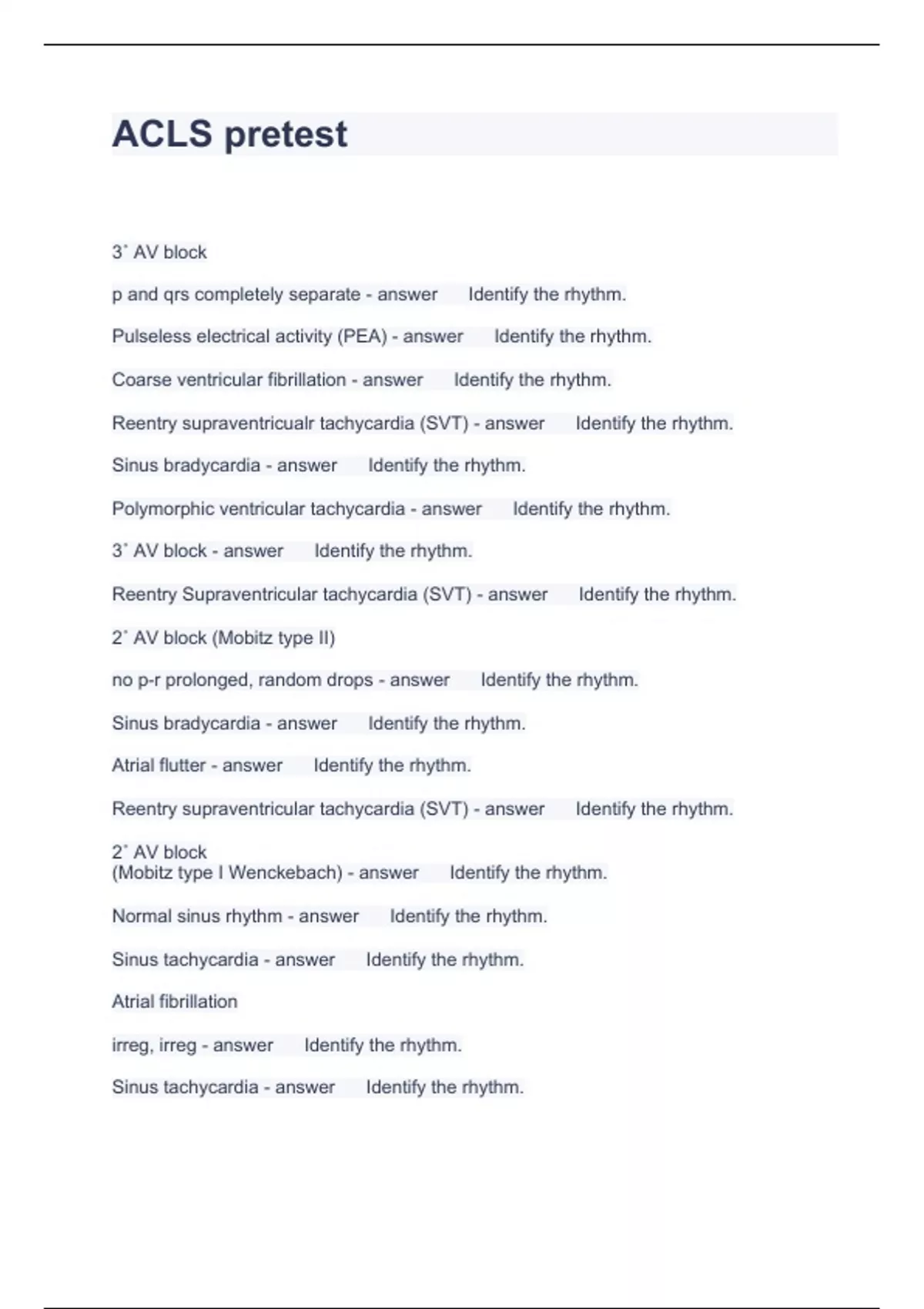 ACLS pretest Questions with correct Answers 2023 - ACLS - Stuvia US