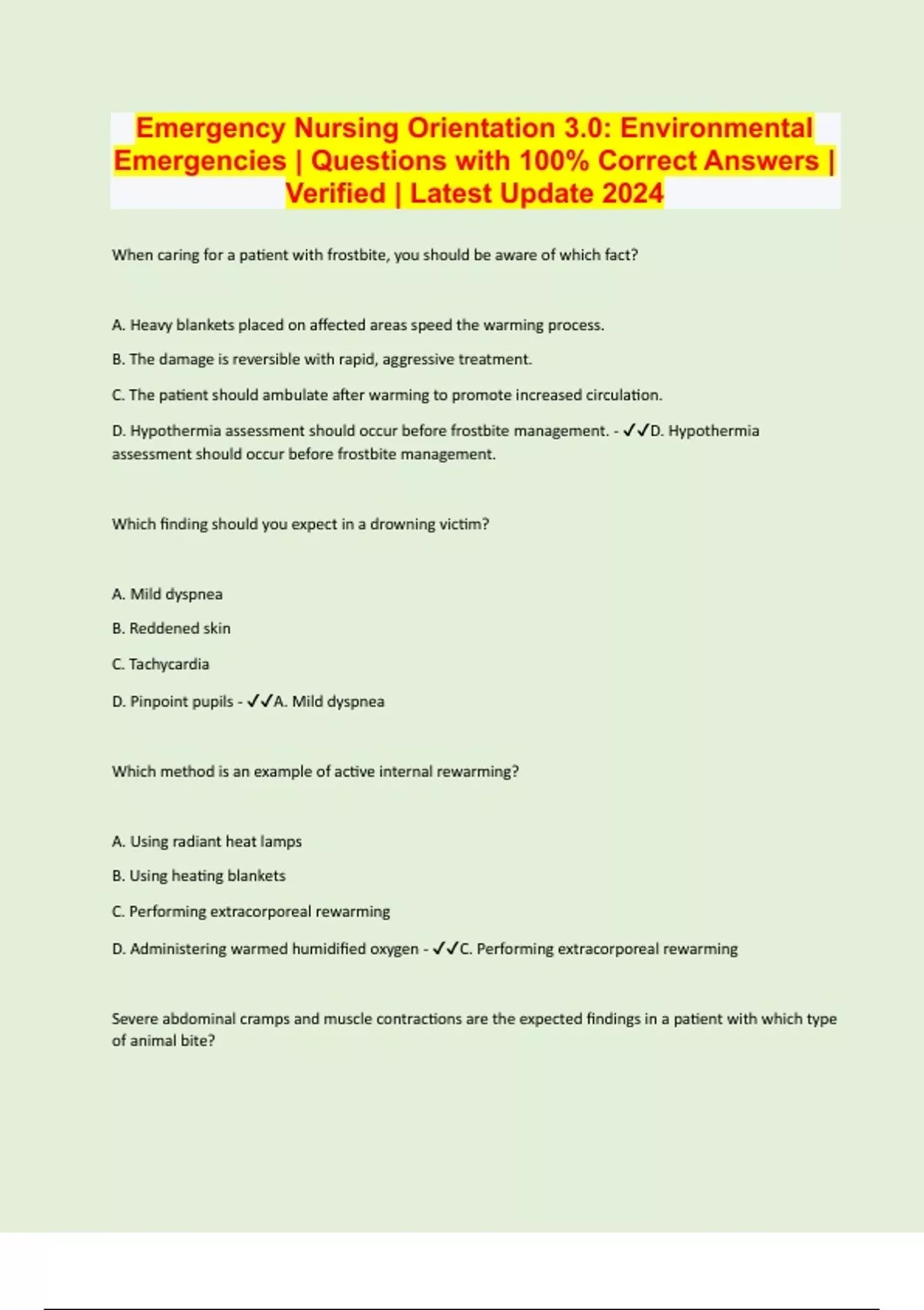 Emergency Nursing Orientation 3.0: Environmental Emergencies ...