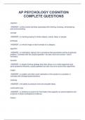 AP PSYCHOLOGY COGNITION COMPLETE QUESTIONS AND ANSWERS - Stuvia US