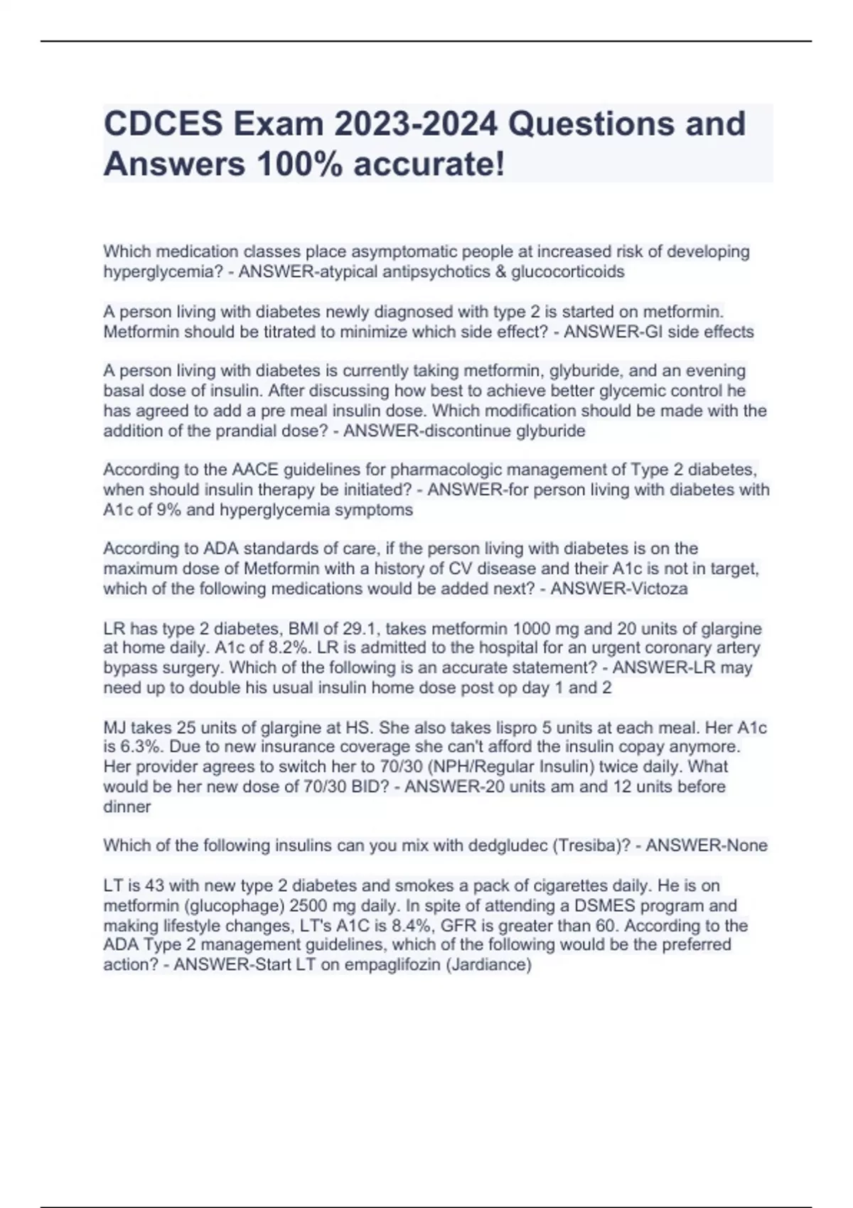 CDCES Exam Questions and Answers 100% accurate! - CDCES - Stuvia US