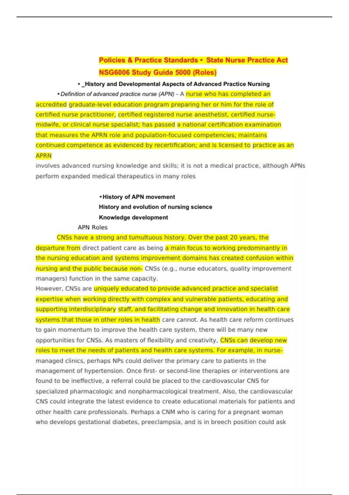Summary Policies & Practice Standards • State Nurse Practice Act ...
