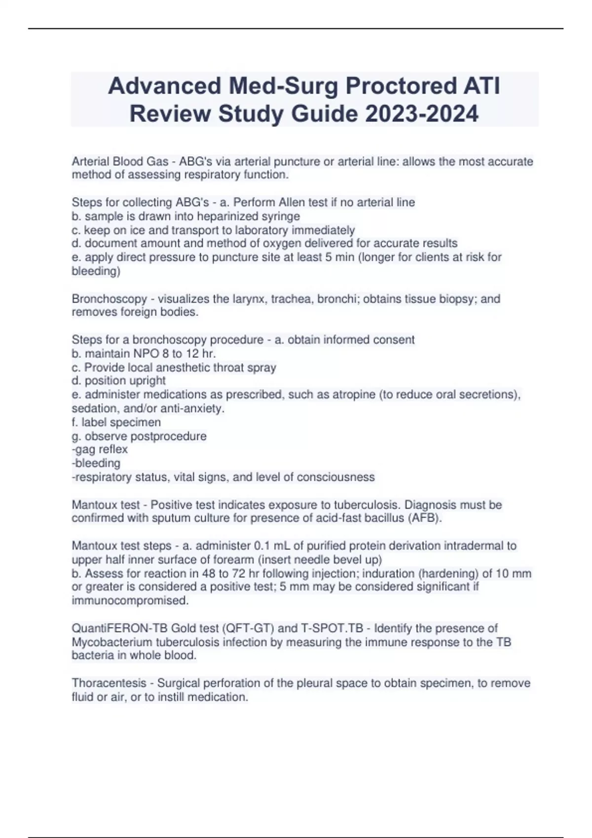 Advanced Med-Surg Proctored ATI Review Study Guide - Advanced Med-Surg ...