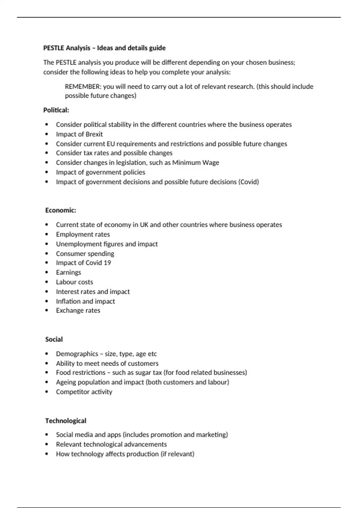 Summary PESTLE Analysis - Stuvia UK