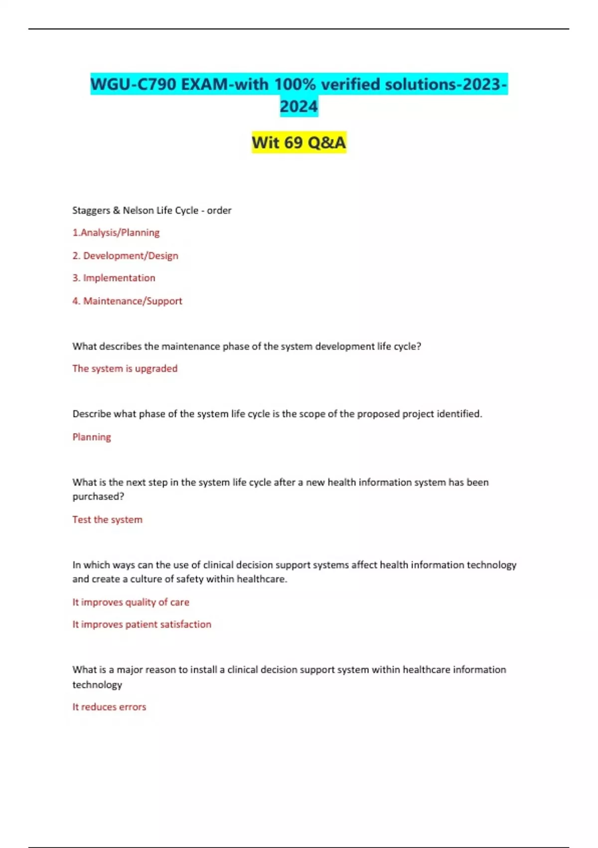 WGU-C790 EXAM-with 100% verified solutions- - WGU-C790 - Stuvia US