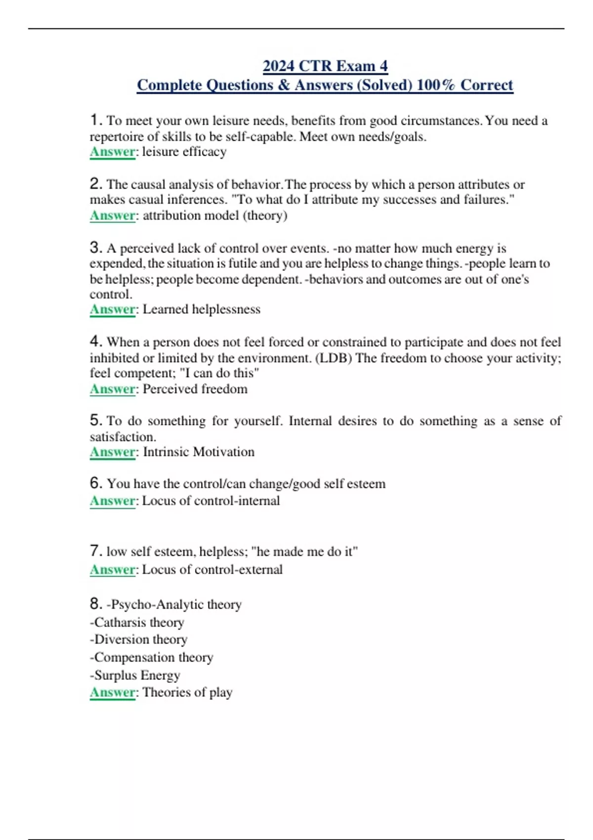 2024 CTR Exam 4 Complete Questions & Answers (Solved) 100% Correct - Stuvia US