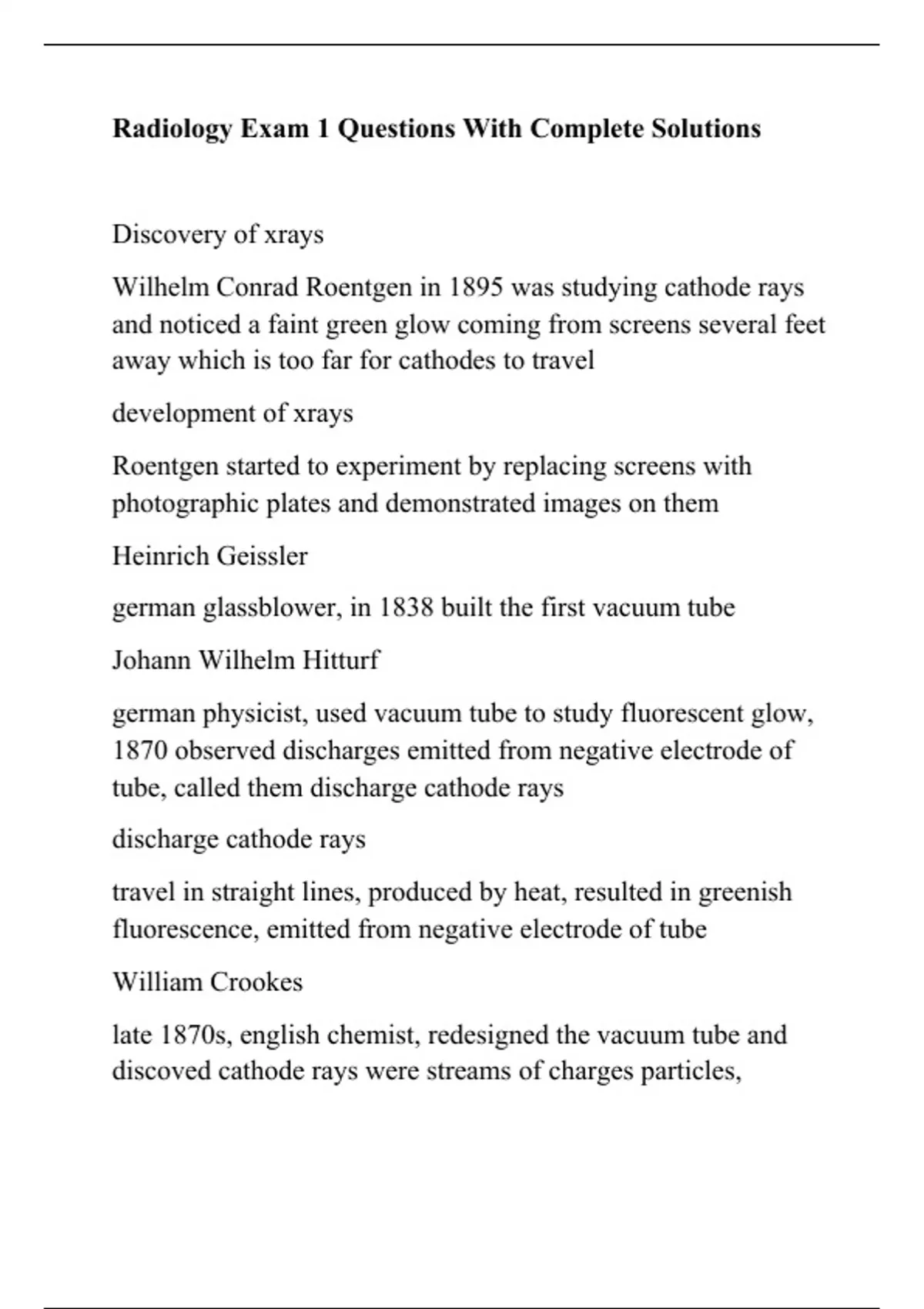 Radiology Exam 1 Questions With Complete Solutions - Radiology - Stuvia US