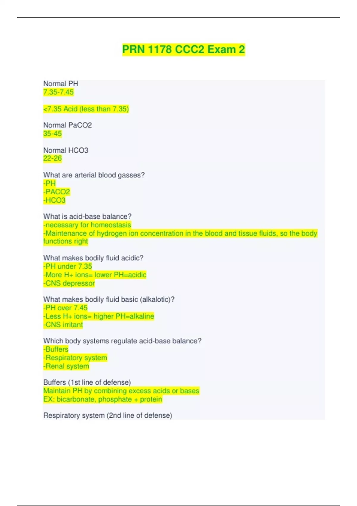 PRN 1178 Exam 2: Client-Centered Care II Exam 2 | PRN 1178 CCC2 Exam 2 - Rasmussen College - PRN ...