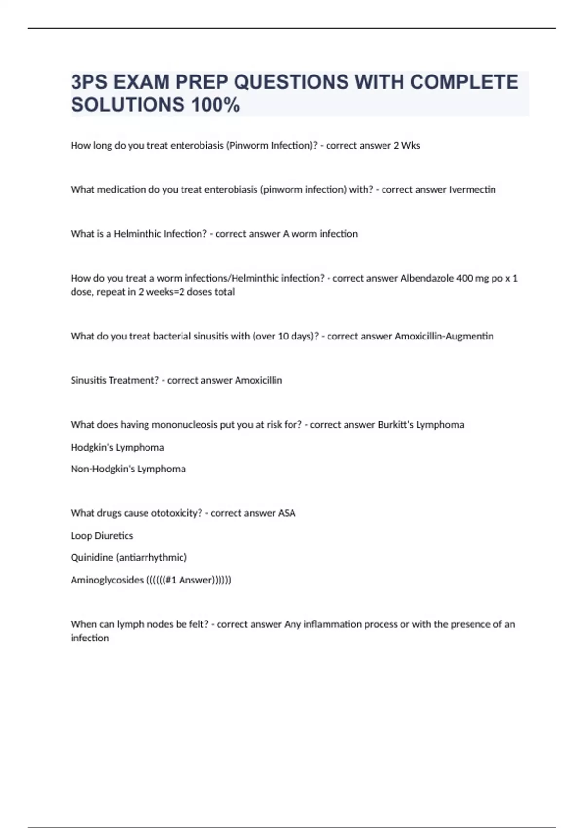 3PS EXAM PREP QUESTIONS WITH COMPLETE SOLUTIONS 100% - 3p - Stuvia US