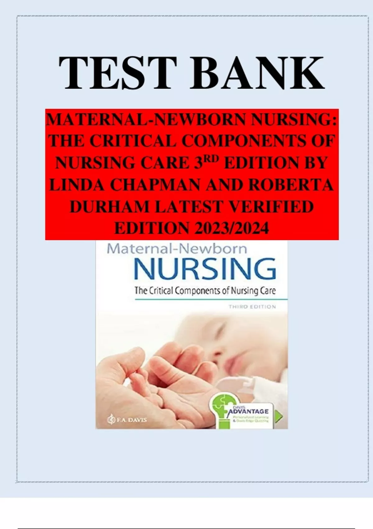 TEST BANK MATERNAL-NEWBORN NURSING: THE CRITICAL COMPONENTS OF NURSING ...