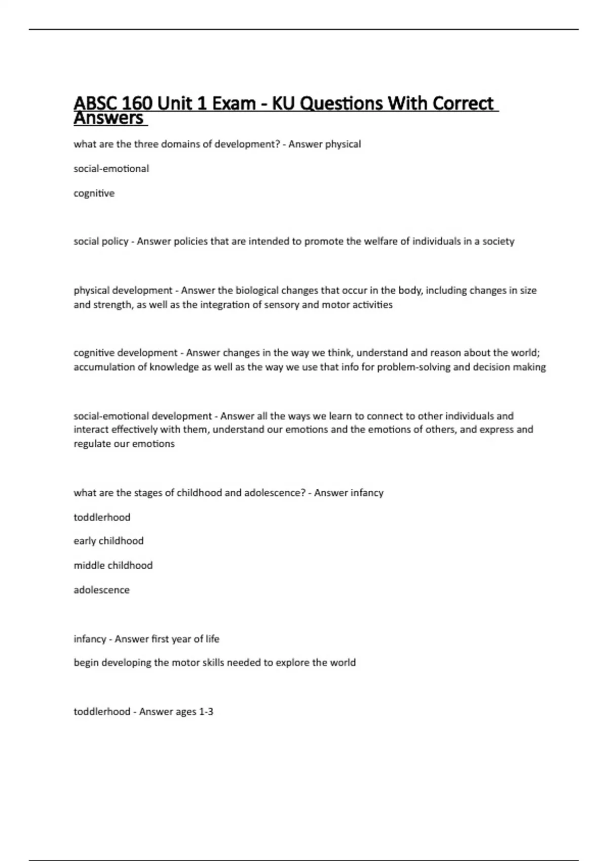 ABSC 160 Unit 1 Exam - KU Questions With Correct Answers - ABSC 160 ...