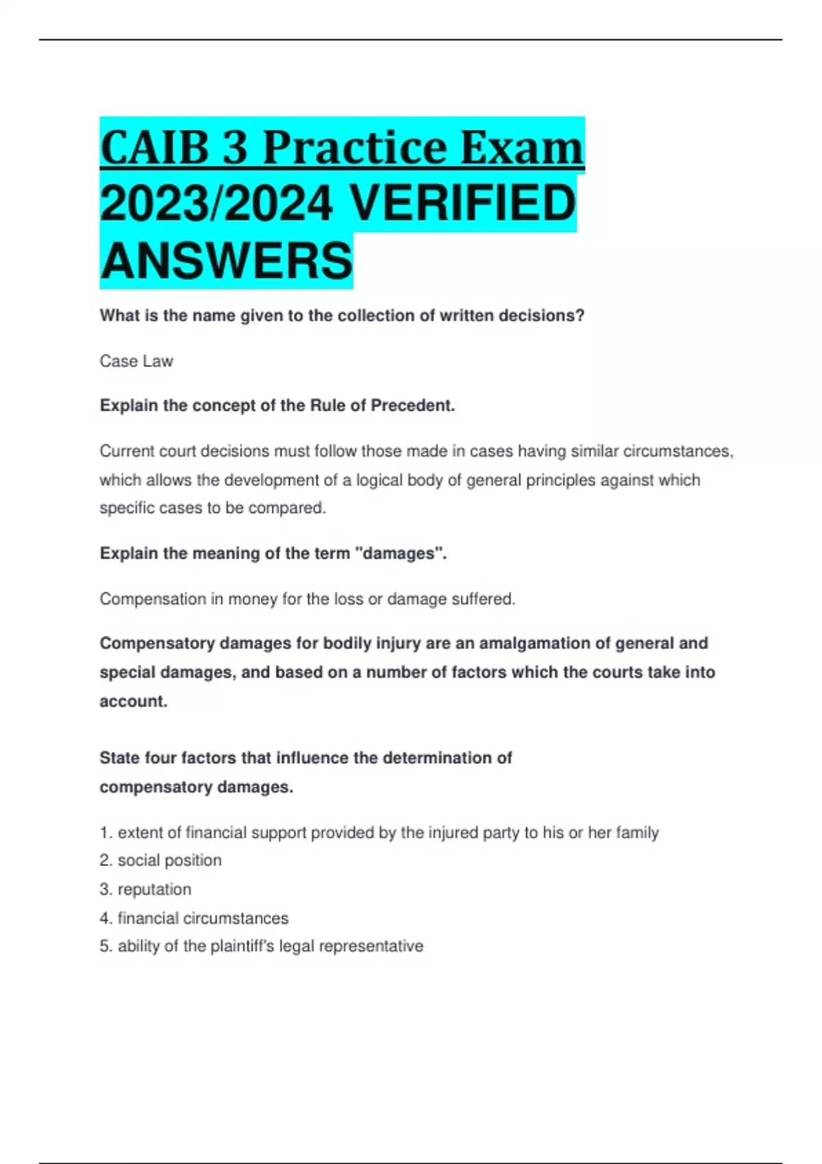 CAIB 3 Practice Exam 2023/2024 VERIFIED ANSWERS - CAIB 3 - Stuvia US