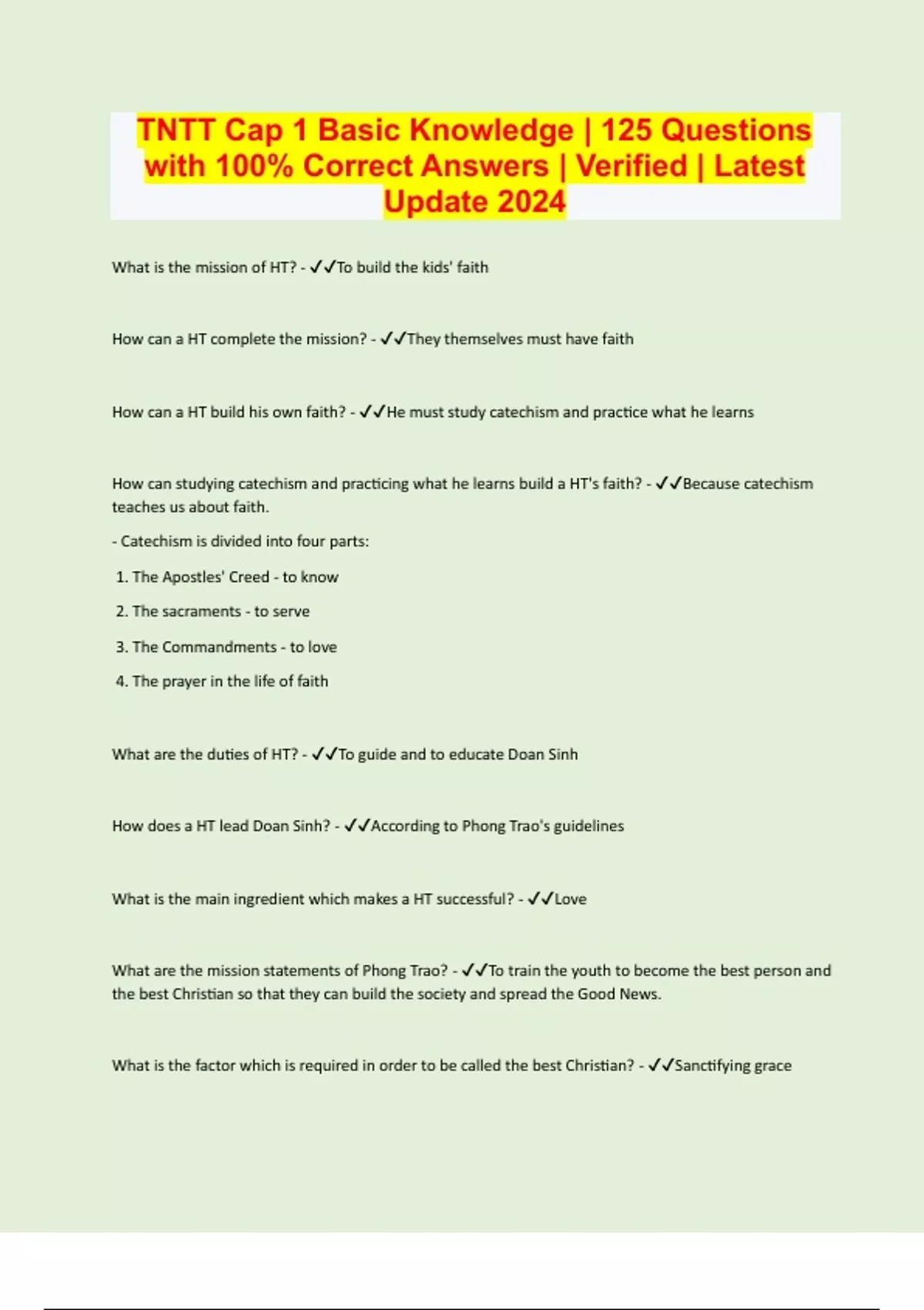 TNTT Cap 1 Basic Knowledge | 125 Questions with 100% Correct Answers ...