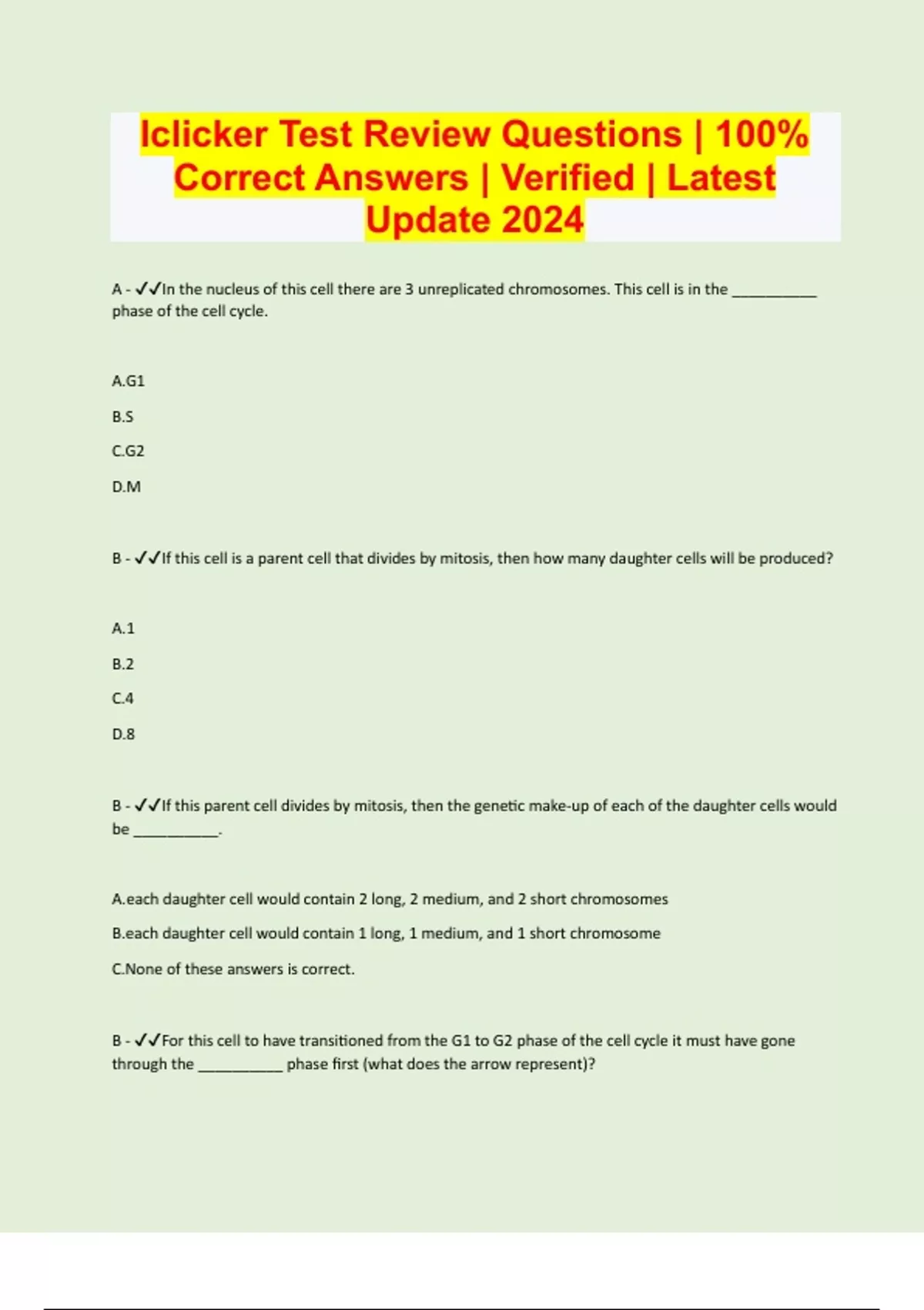 Iclicker Test Review Questions | 100% Correct Answers | Verified ...