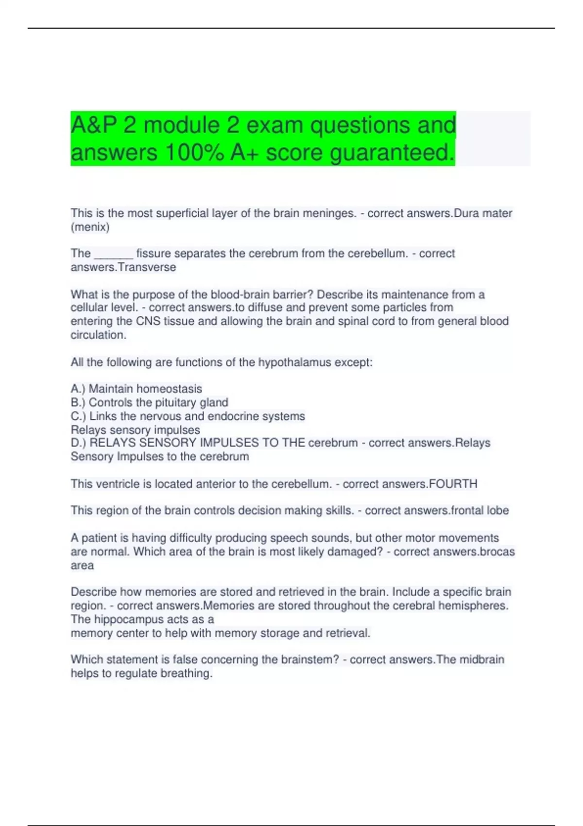 A&P 2 module 2 exam questions and answers - Pitfalls of Prioritization ...