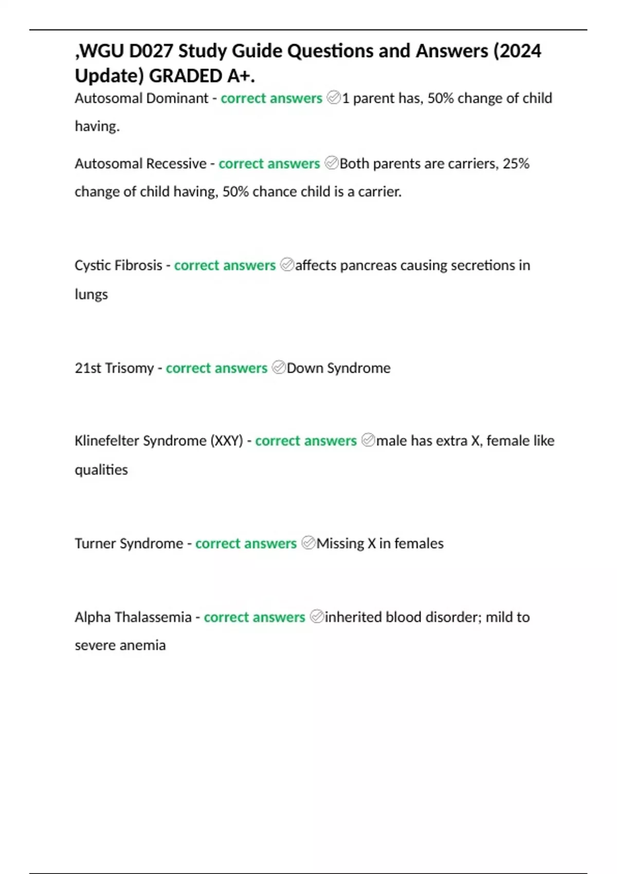 WGU D027 Patho Pharm Exam Questions and Answers (Verified Answers ...