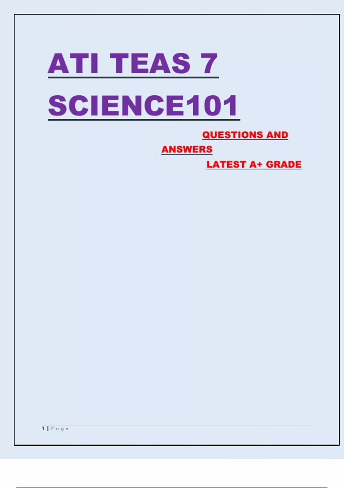 2023 /2024 ATI TEAS 7 SCIENCE 101 QUESTIONS AND ANSWERS LATEST /A+ ...