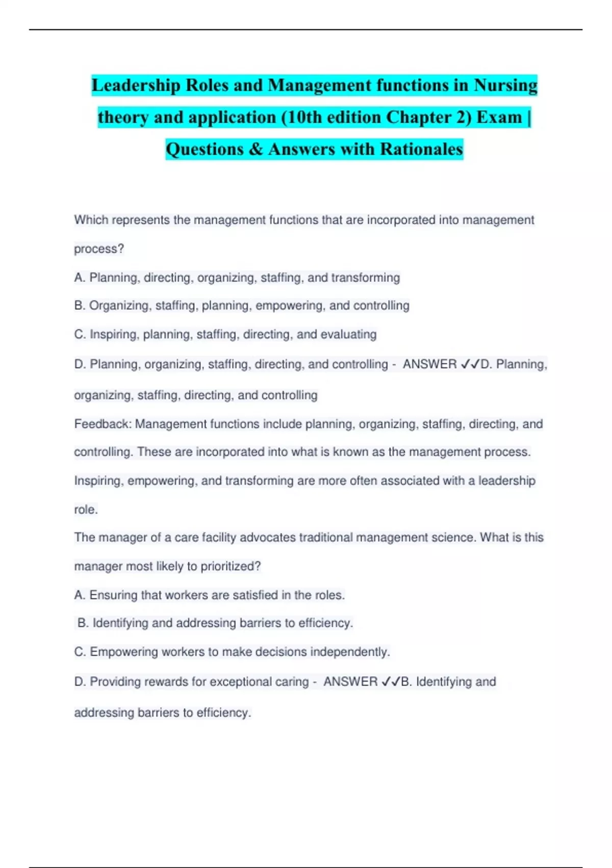 Leadership Roles and Management functions in Nursing theory and ...