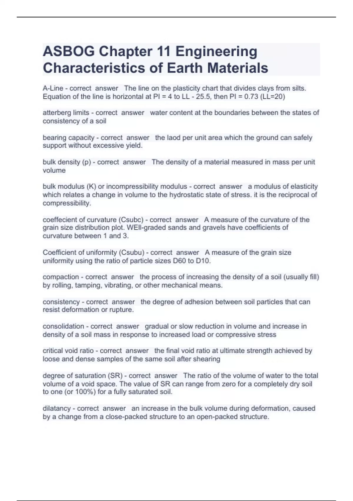 ASBOG Chapter 11 Engineering Characteristics of Earth Materials ...