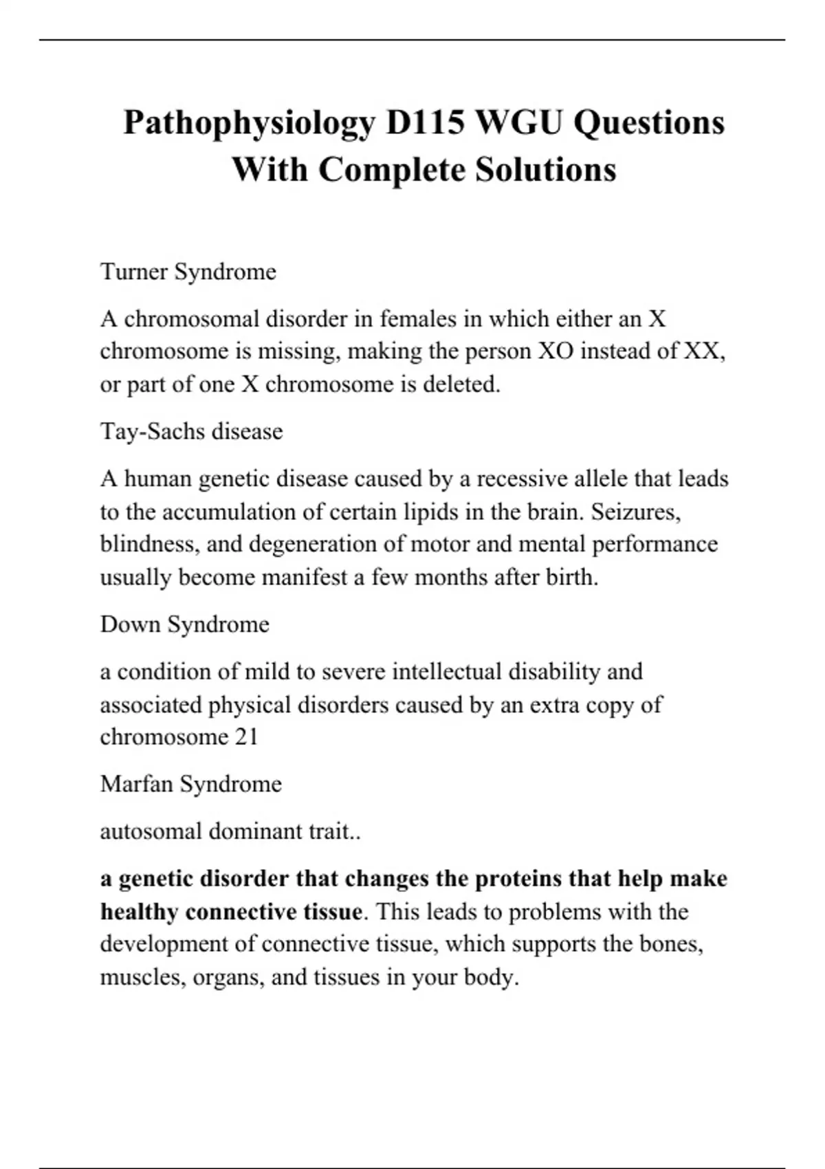 Pathophysiology D115 WGU Questions With Complete Solutions - D115 ...