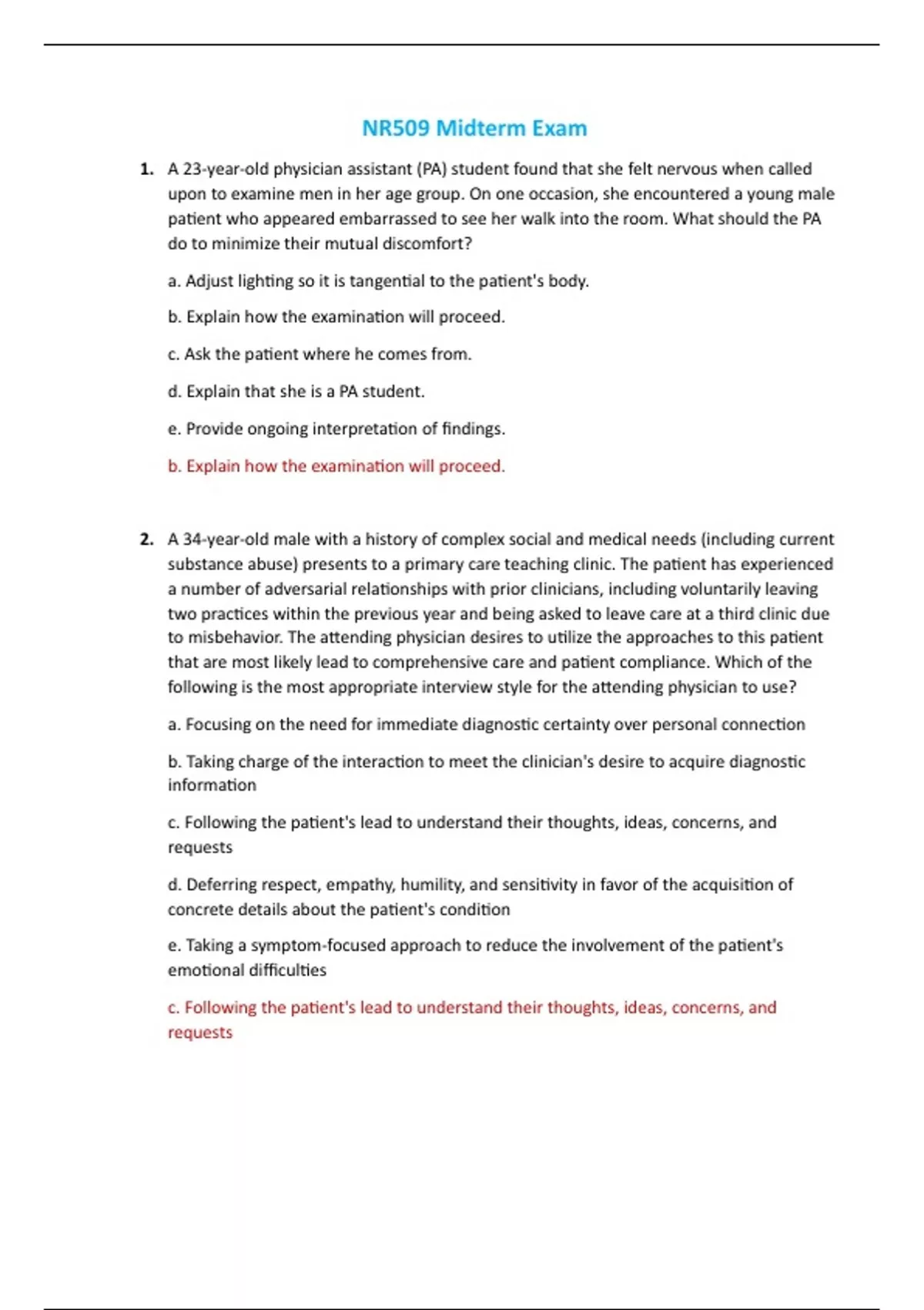 NR 509 / NR509 Midterm Exam: Advanced Physical Assessment Midterm Exam Review (2023/2024 ...