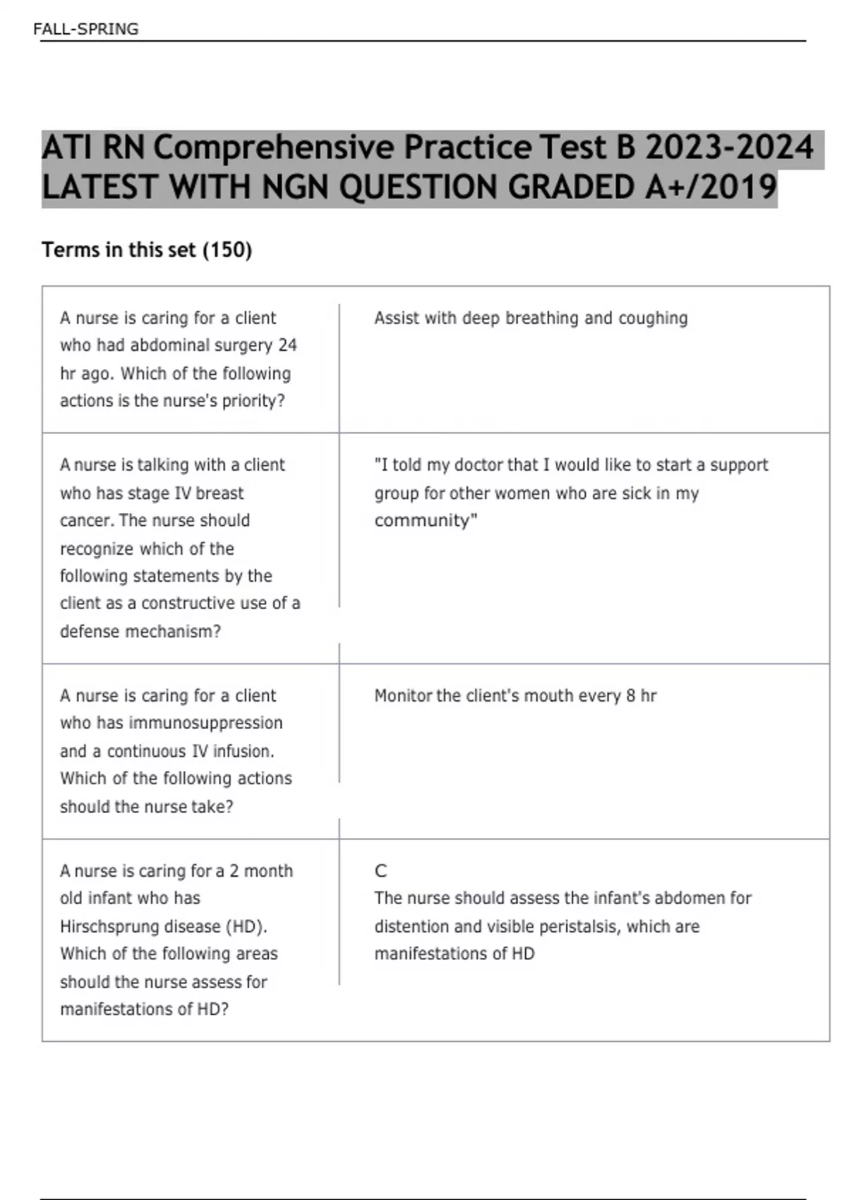 ATI RN Comprehensive Practice Test B LATEST WITH NGN QUESTION GRADED A+ ...