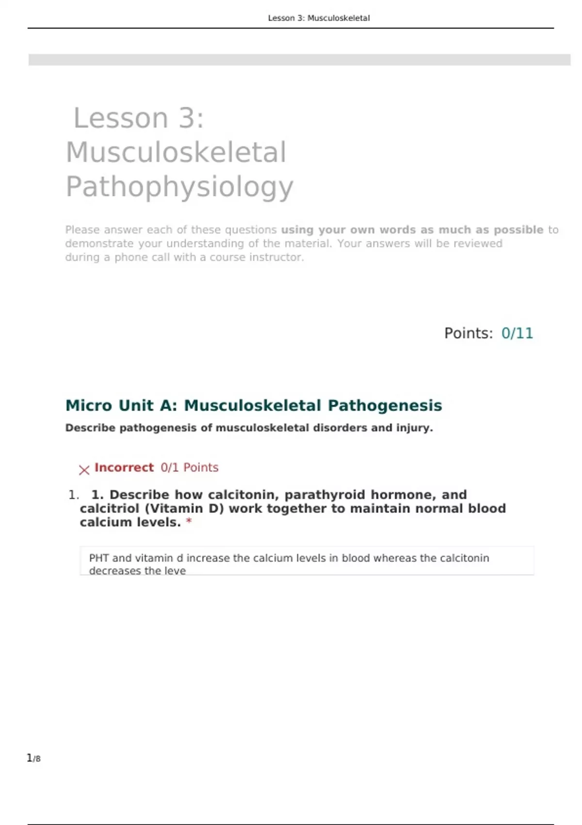 PATHOPHYSIOLOGY D236 Lesson 3: Musculoskeletal Pathophysiology (WGU ...