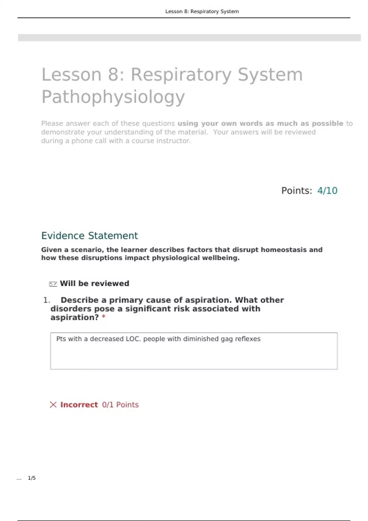 PATHOPHYSIOLOGY D236 Lesson 8: Respiratory System Pathophysiology (WGU ...