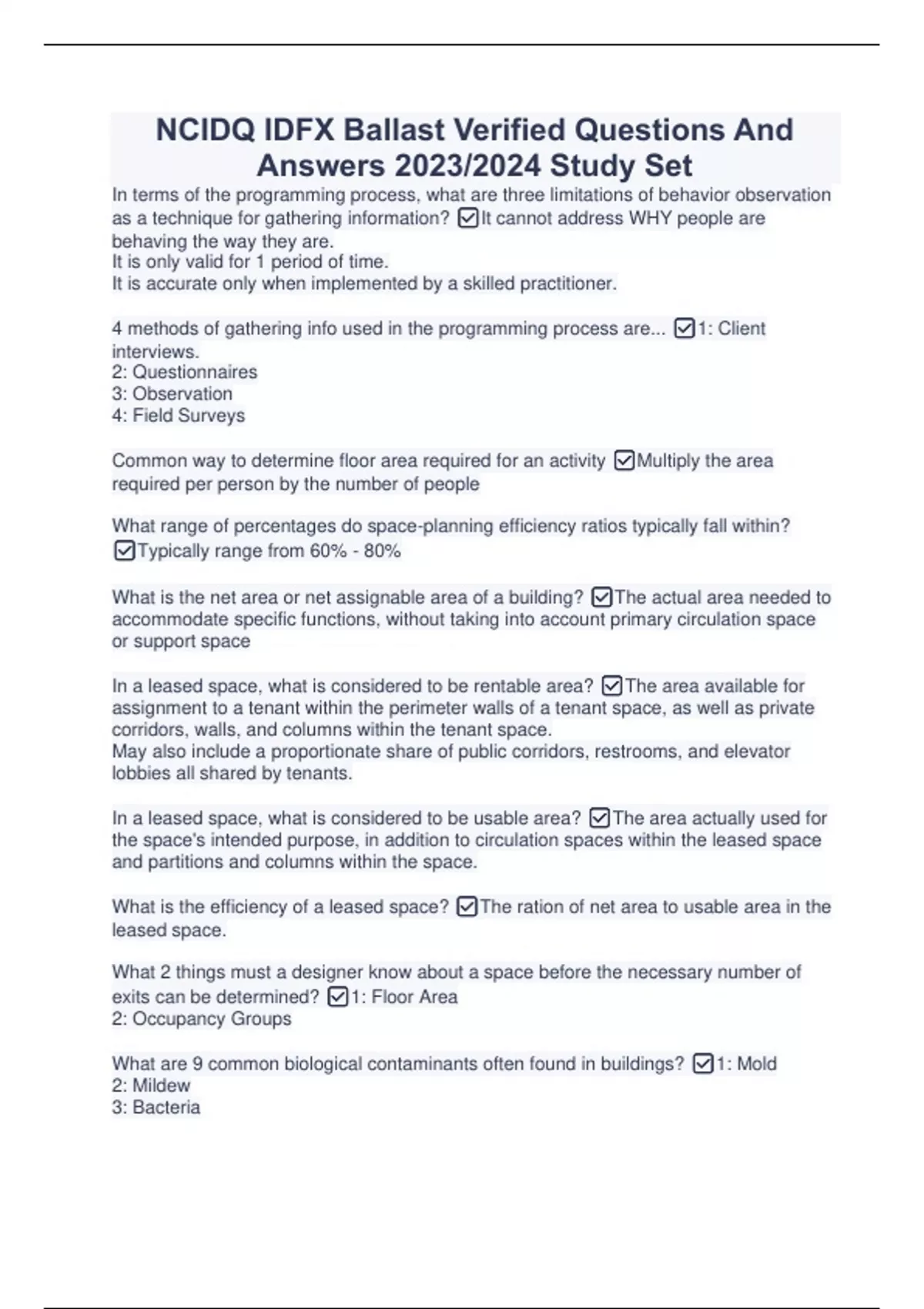 NCIDQ IDFX Ballast Verified Questions And Answers 2023/2024 Study Set ...