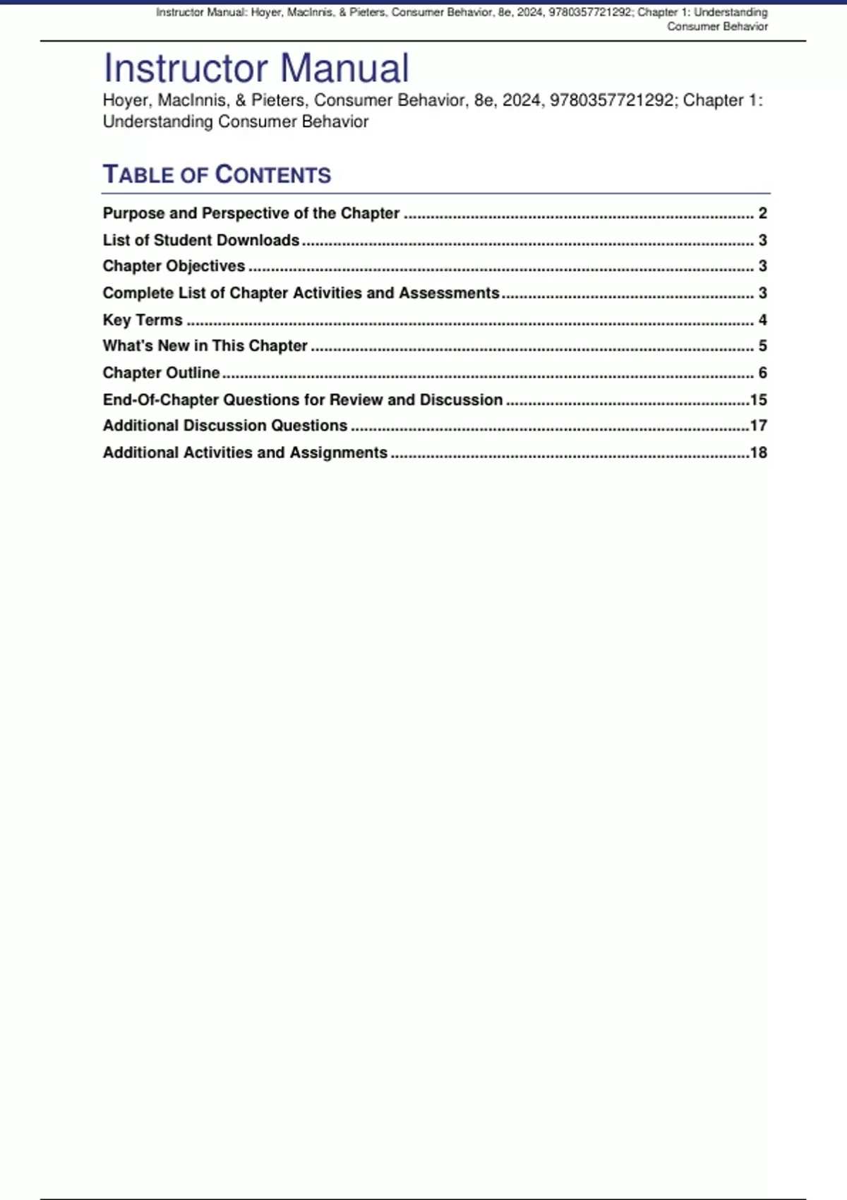 Instructor Manual with Test Bank for Consumer Behavior 8th Edition By ...