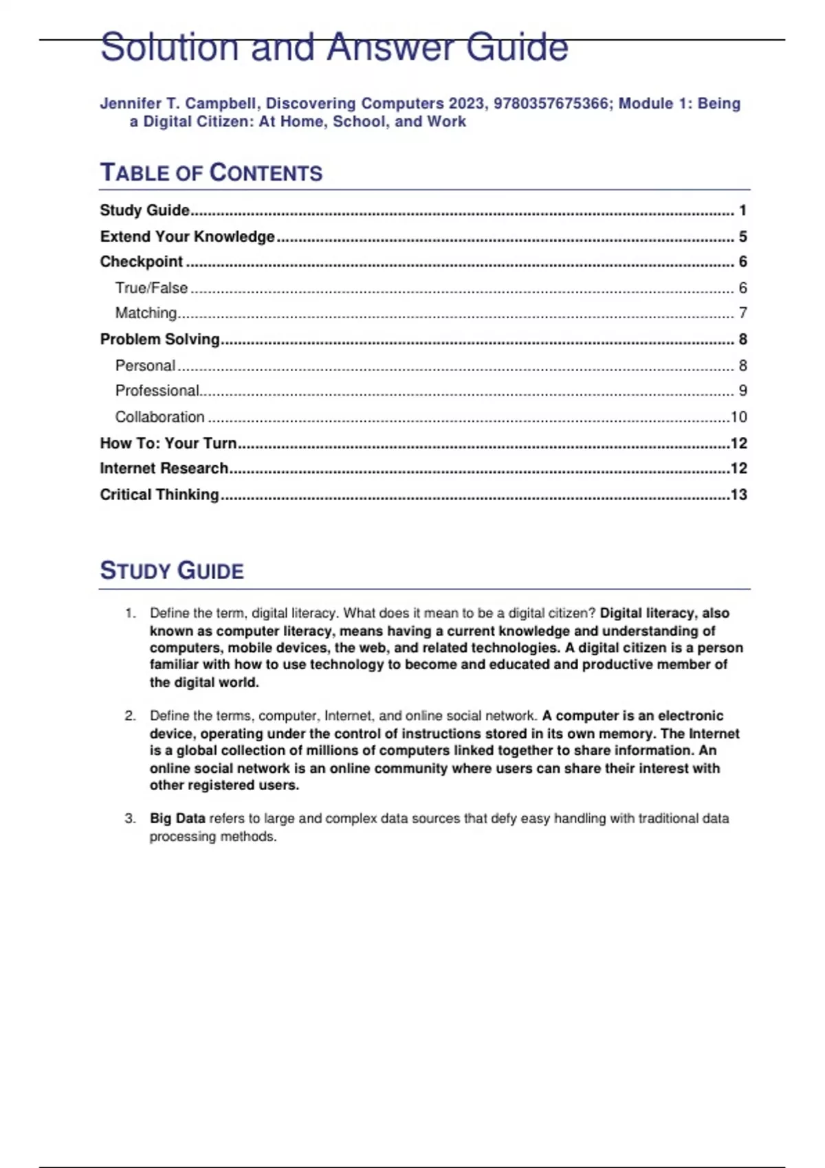 Discovering Computers Digital Technology, Data, and Devices 17th ...