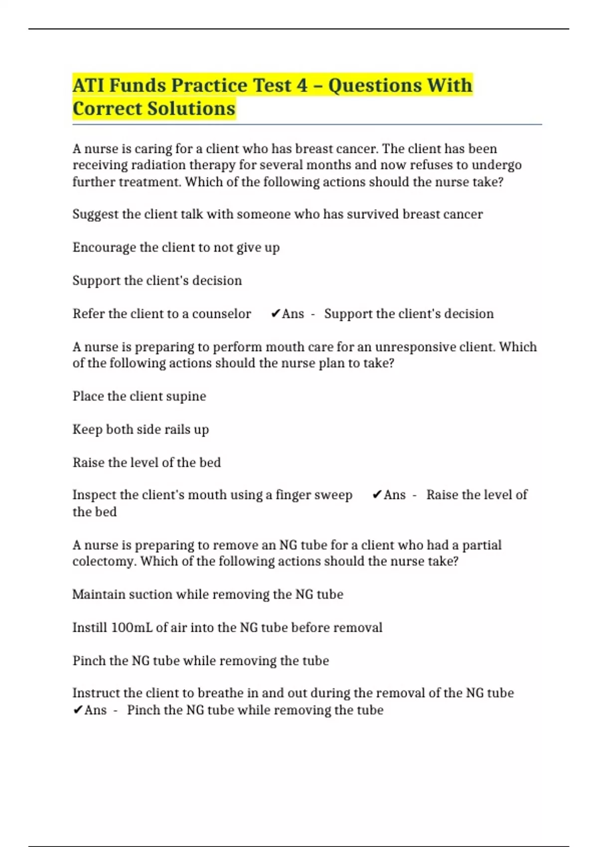 ATI Funds Practice Test 4 – Questions With Correct Solutions - ATI ...