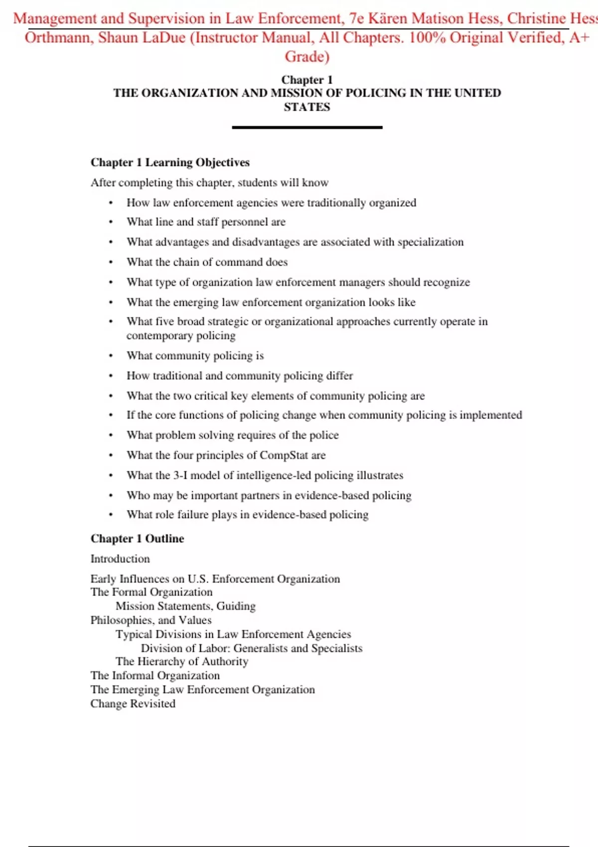 Instructor Manual with Test Bank For Management and Supervision in Law ...