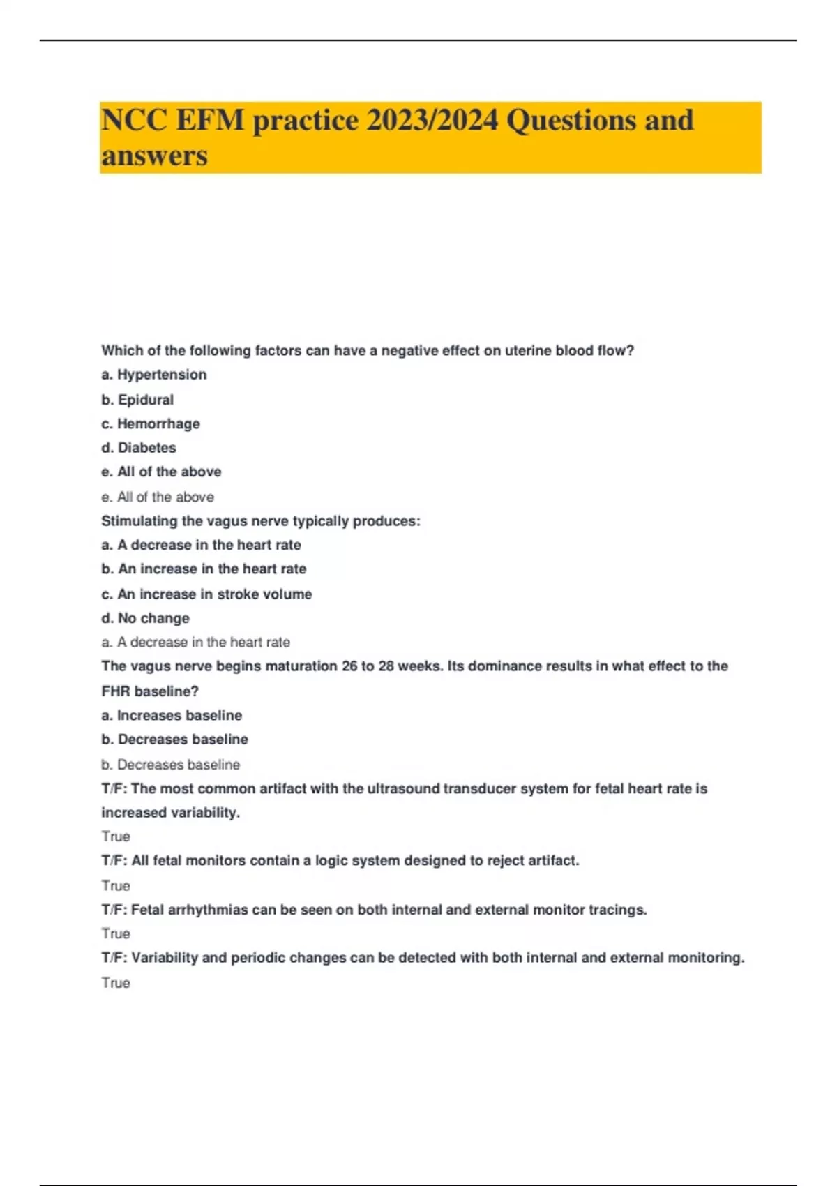 NCC EFM practice 2023/2024 Questions and answers - Ncc efm - Stuvia US