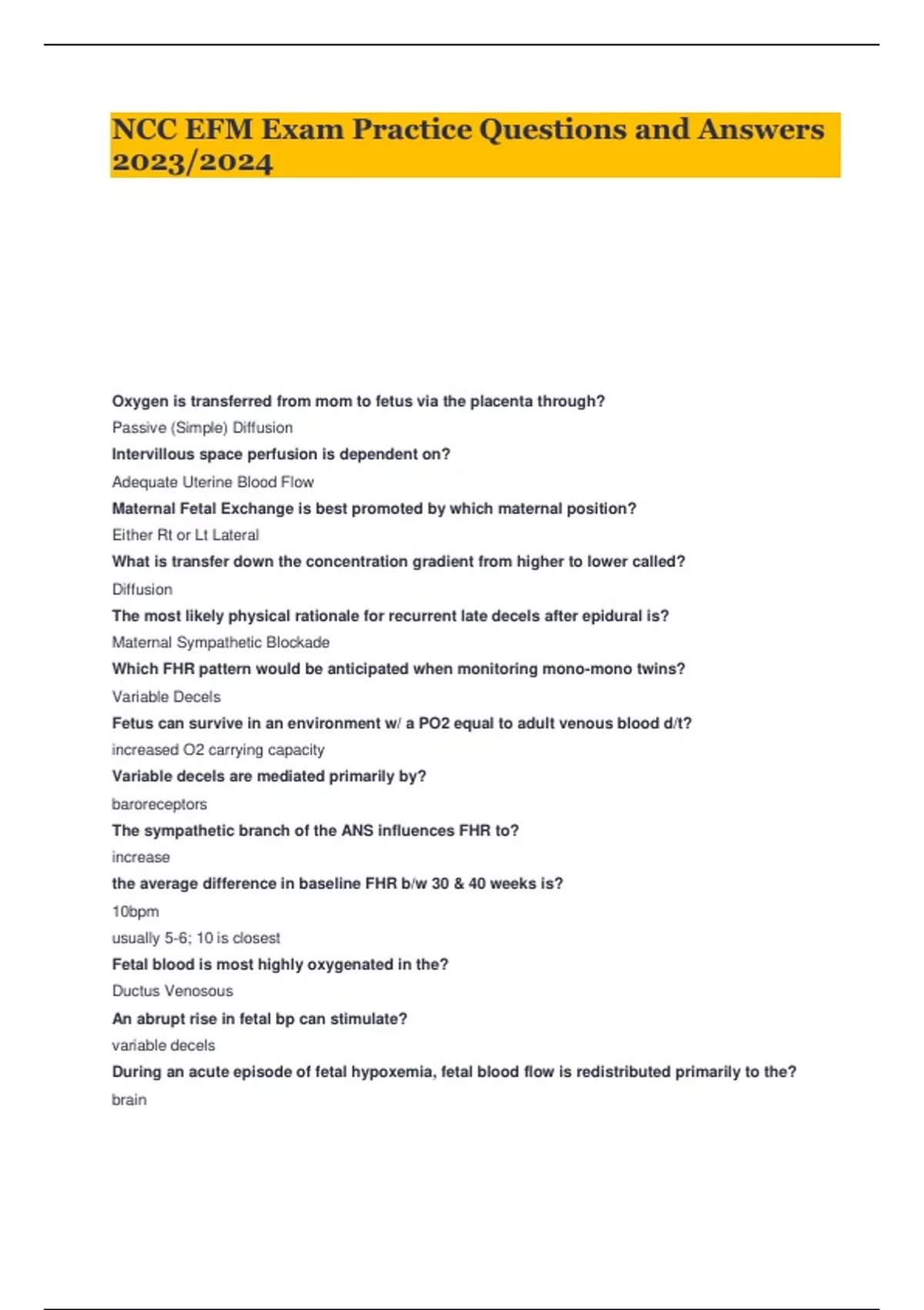 NCC EFM Exam Practice Questions and Answers 2023/2024 - Ncc efm - Stuvia US