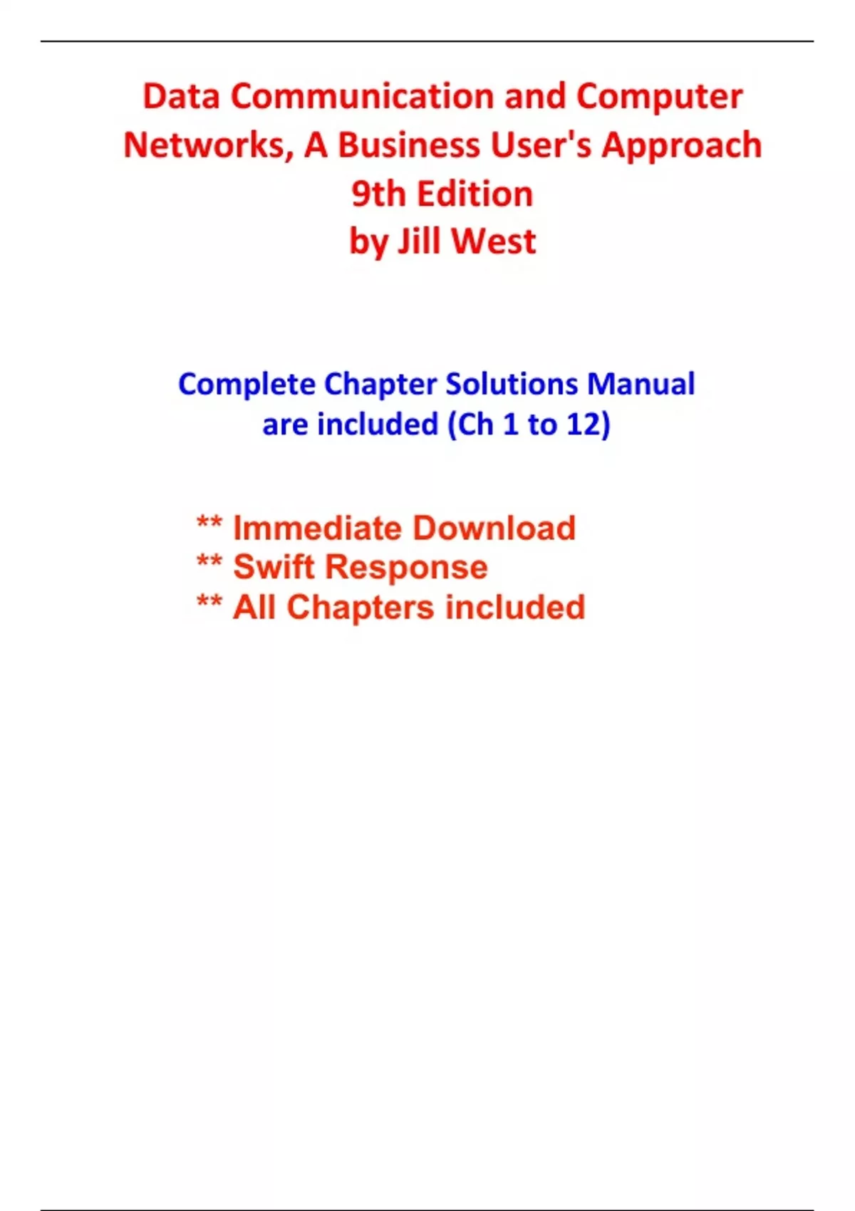 Solutions for Data Communication and Computer Networks, A Business User ...