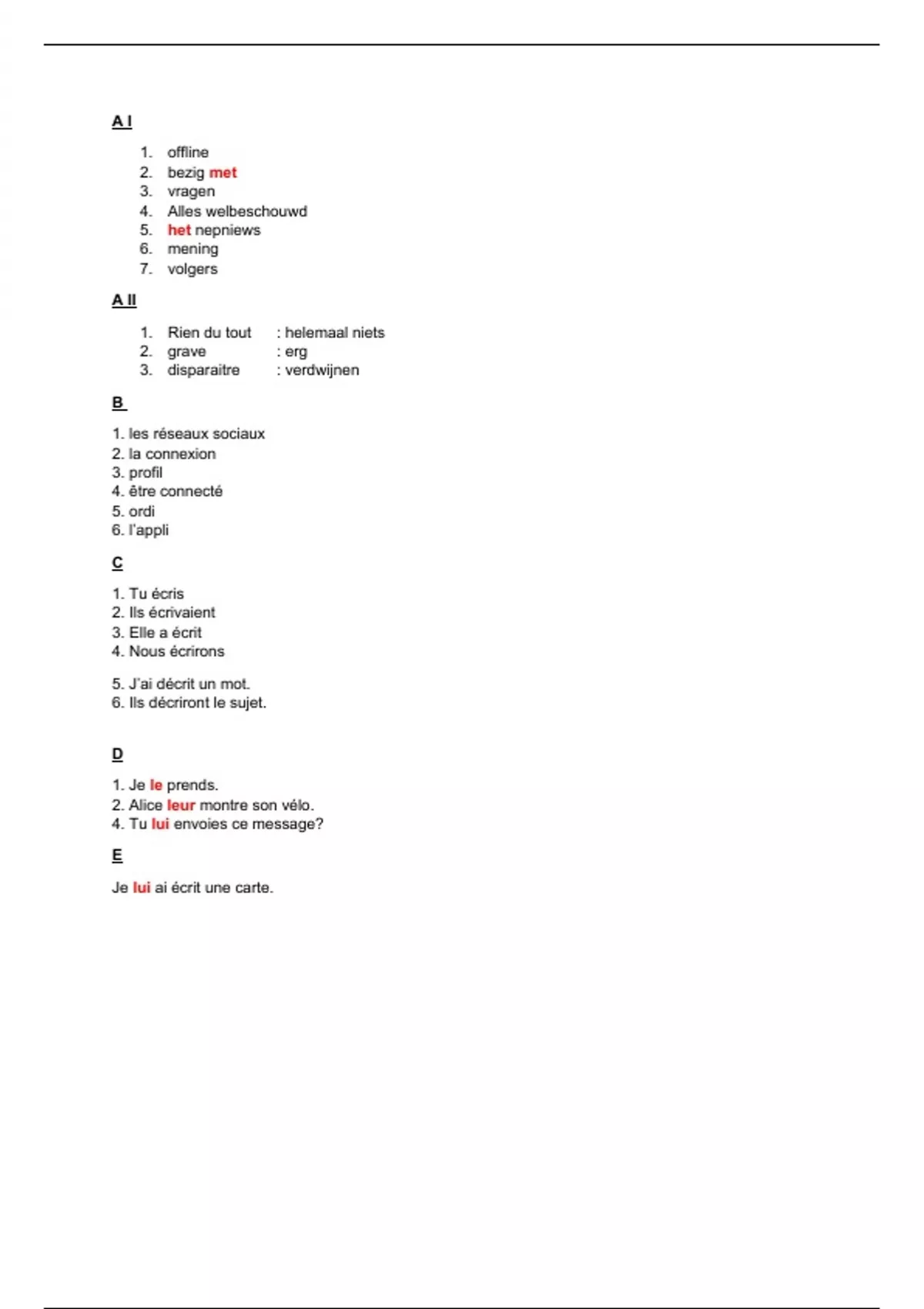 ANTWOORDEN Libre Service 3VG Kennistoets Apprendre 1 tm 5 Unite 3. - Stuvia NL