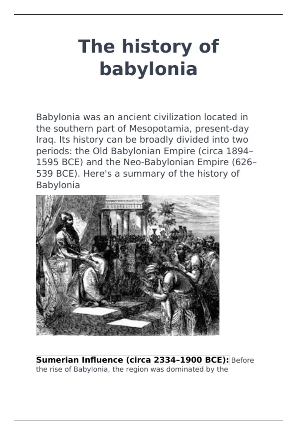 Summary The History of Babylonia: Rise, Rule, and Legacy - Stuvia US