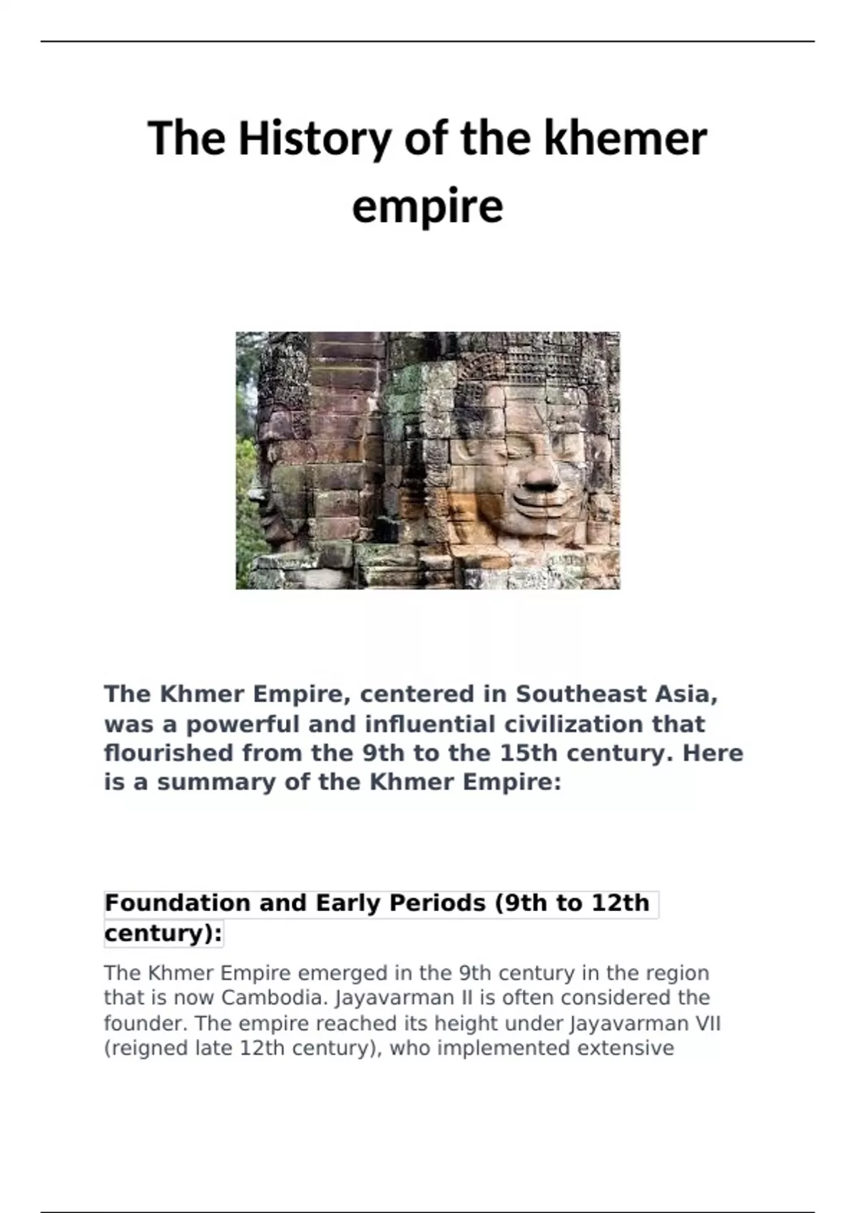 Summary The Rise and Fall of the Khmer Empire: Angkor's Cultural ...