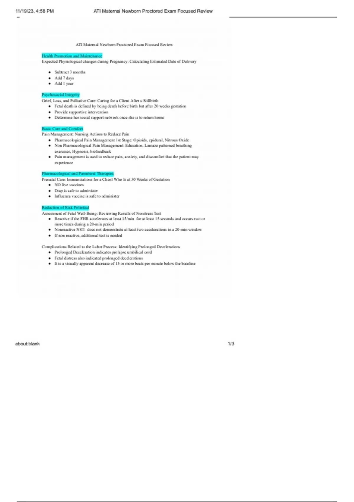 ATI Maternal Newborn Proctored Exam Focused Review - ATI Maternal ...