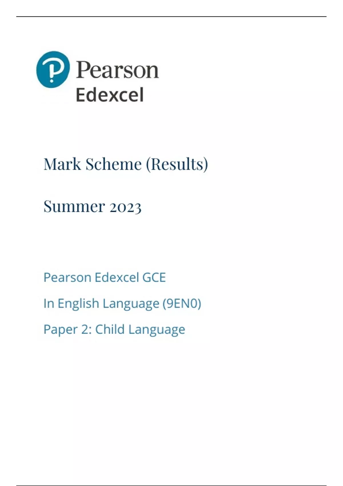 Edexcel a level english language paper 2 mark scheme june 2023 ...