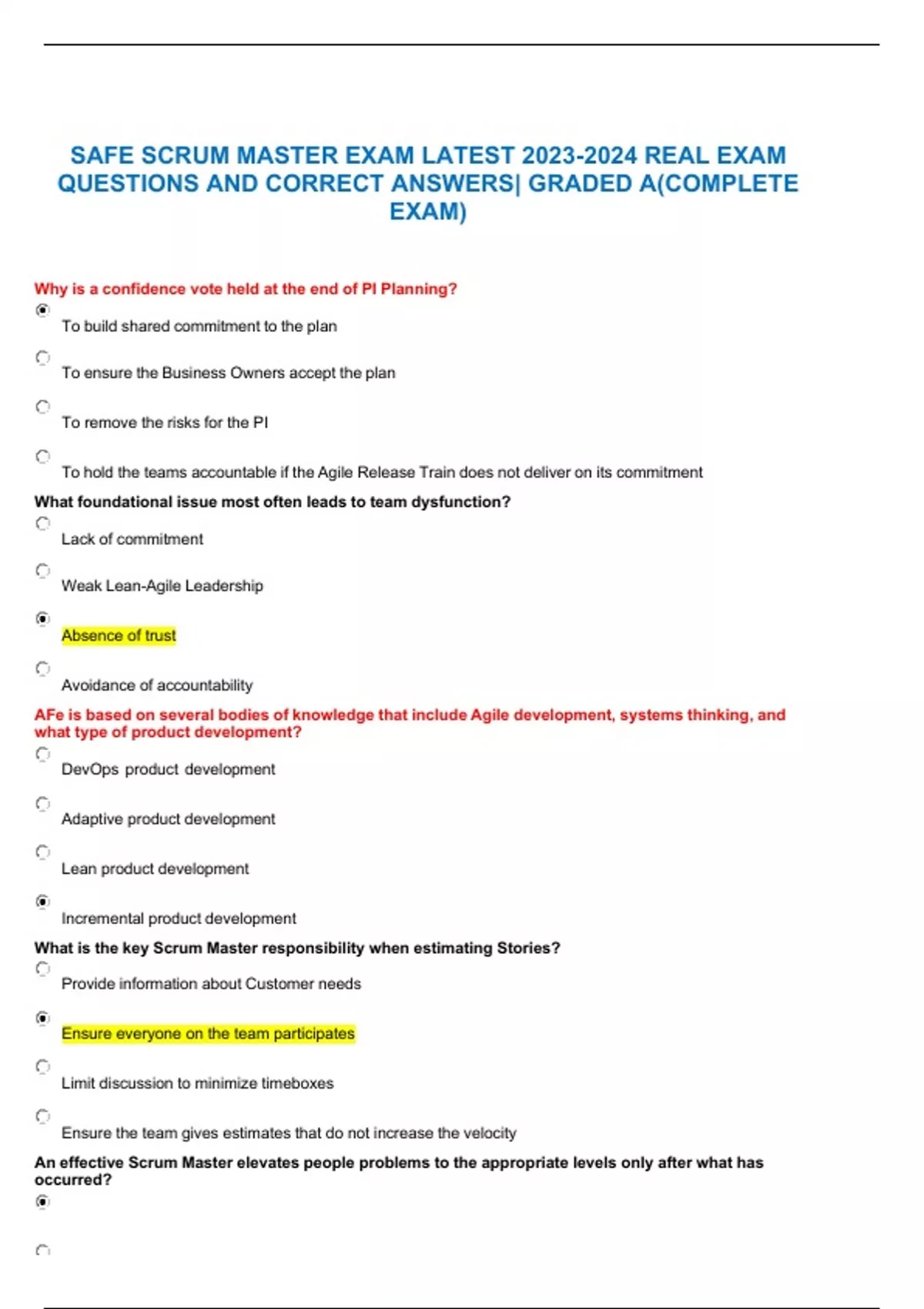 Safe Scrum Master Exam Latest Safe Scrum Master Stuvia Us