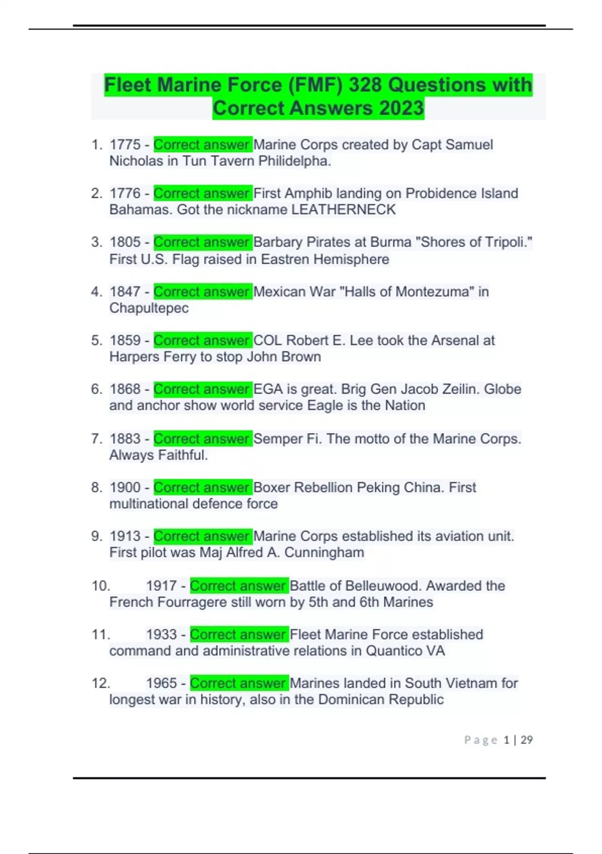 Fleet Marine Force (FMF) 328 Questions with Correct Answers 2023 ...