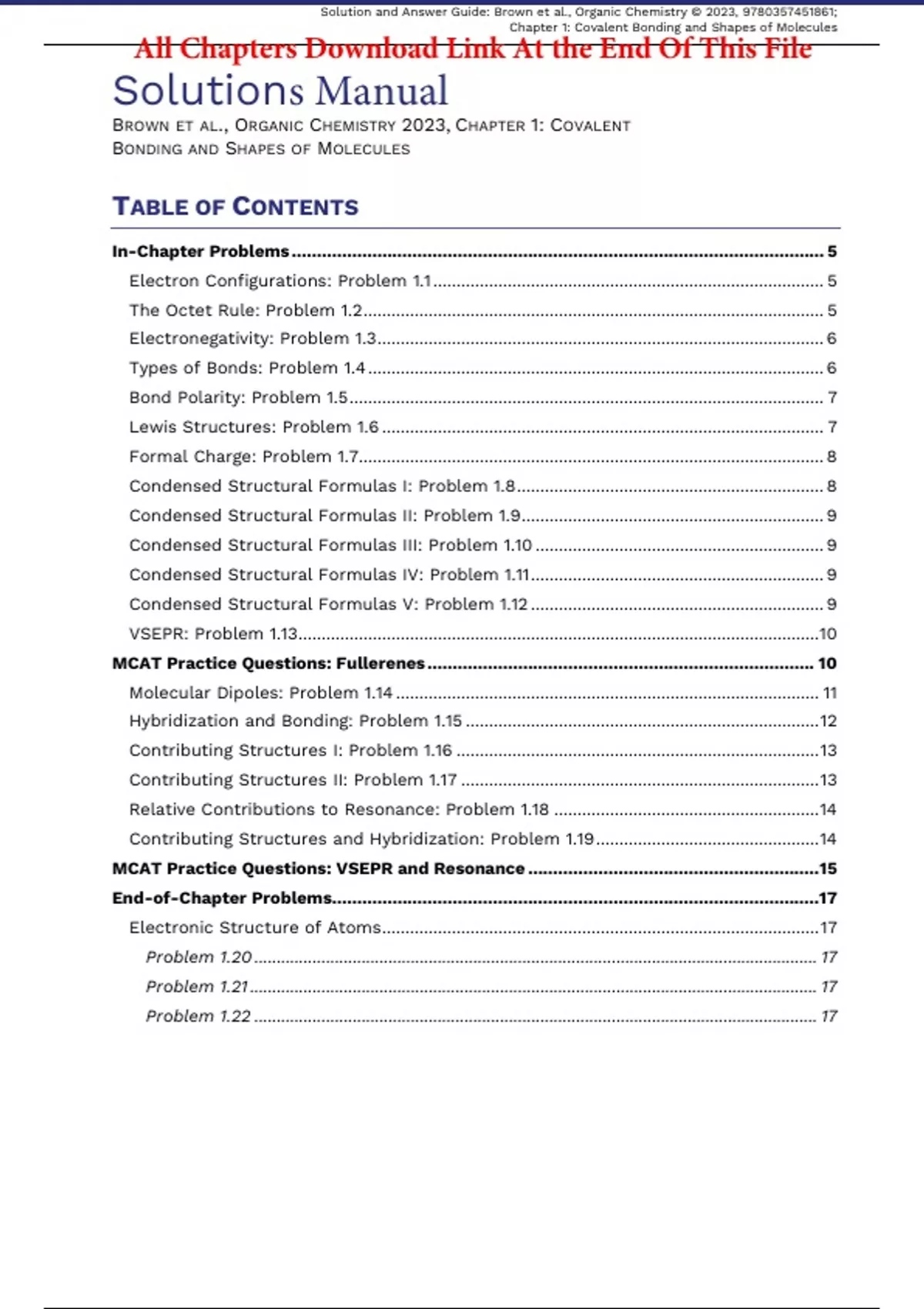 Solutions Manual for Organic Chemistry 9th Edition By William Brown ...