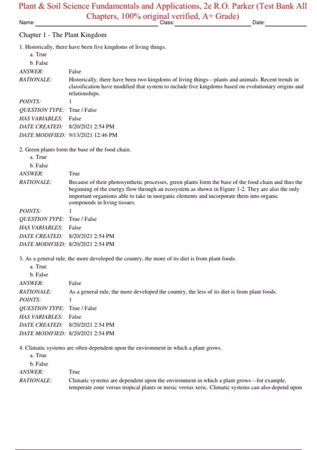 Test Bank For Plant & Soil Science Fundamentals and Applications 2nd ...