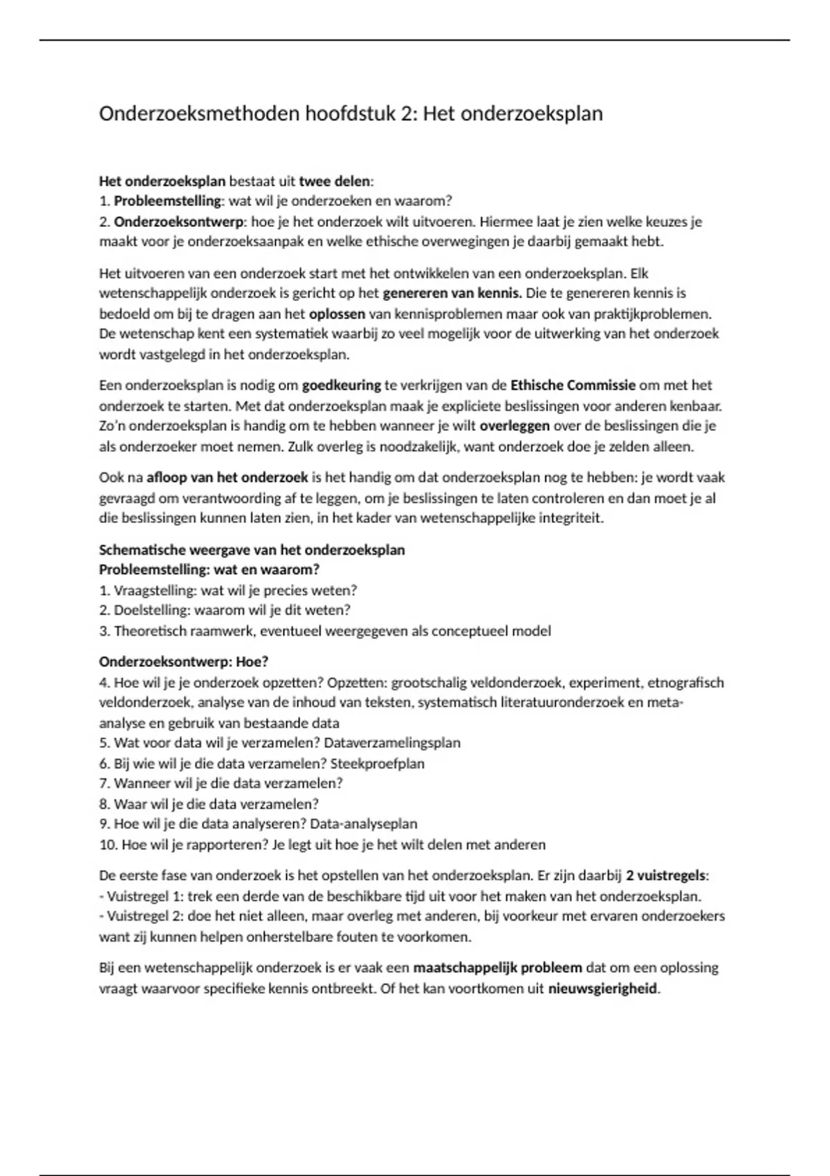 Samenvatting onderzoeksmethoden (10e druk) hoofdstuk 2, 3, 4, 5, 6 en ...