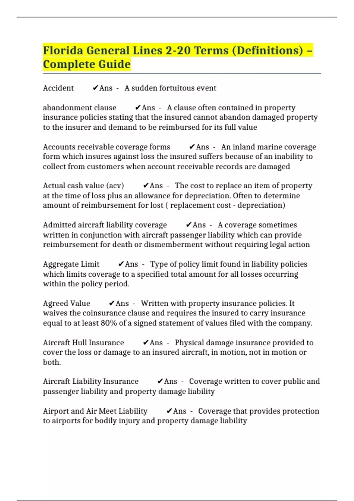 Florida General Lines 2-20 Terms (Definitions) – Complete Guide ...