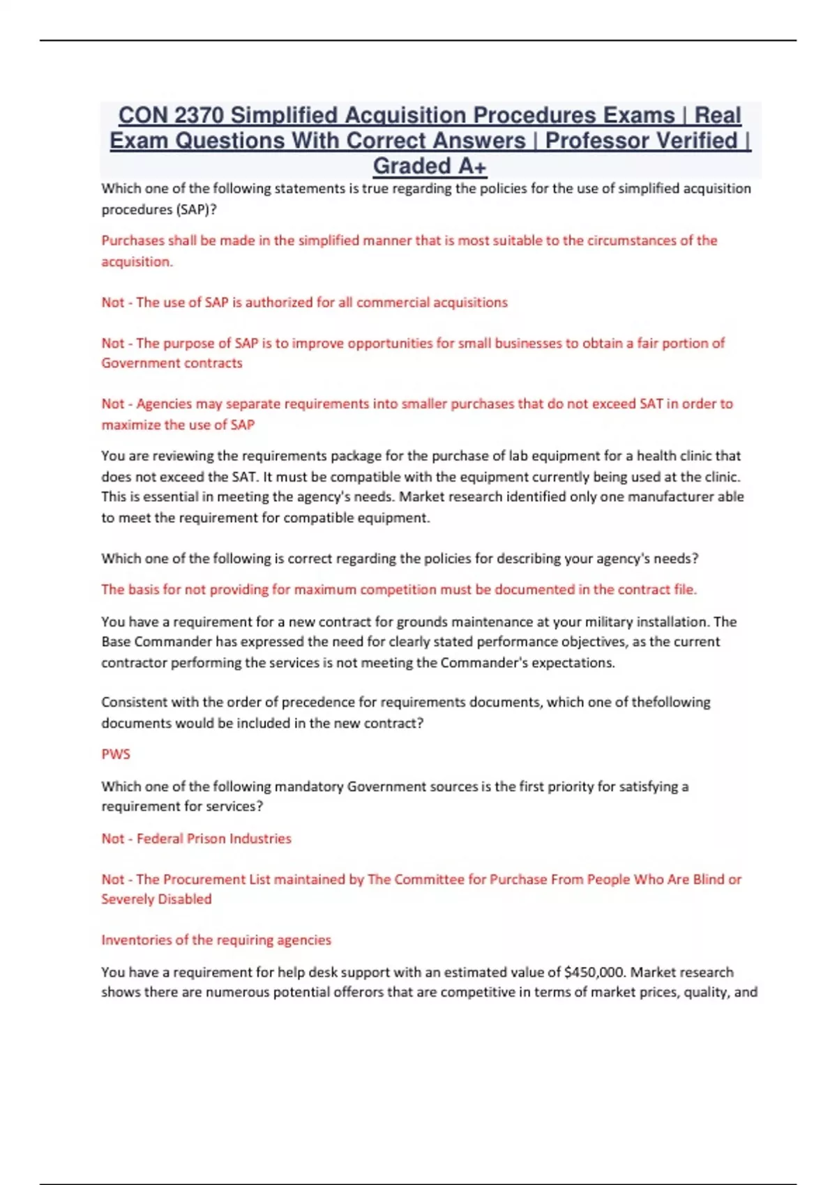 CON 2370 Simplified Acquisition Procedures Exams | Real Exam Questions ...
