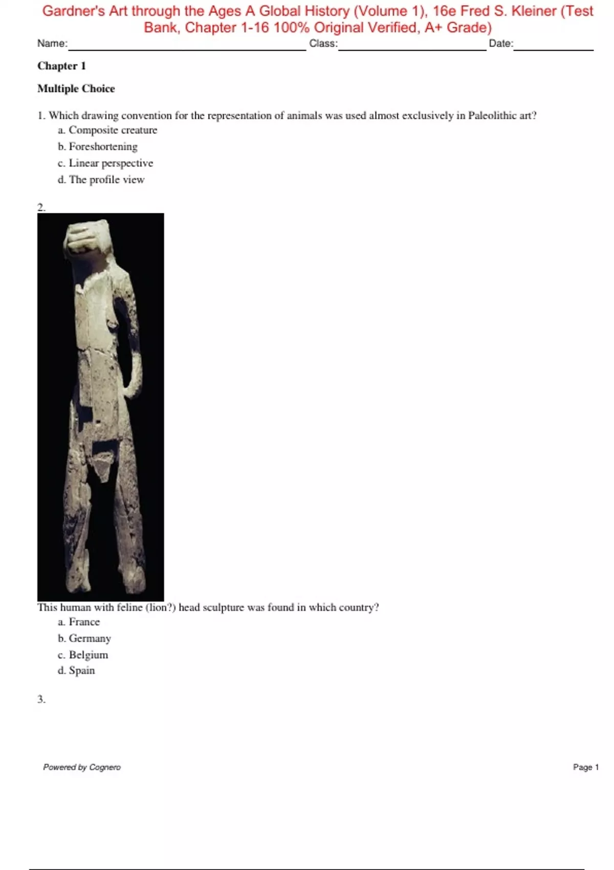 Test Bank for Gardner's Art through the Ages A Global History (Volume 1 ...